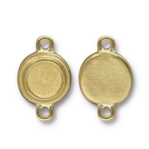 Рамка-коннектор 20х12мм (внутренний размер 7.2мм), TierraCast, круглая, лаконичная, базовый материал - оловянный сплав, позолоченная, 1 шт.