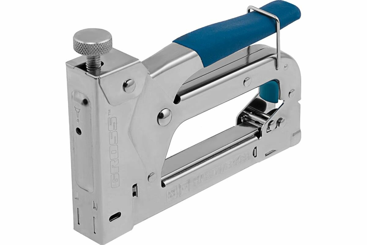 Мебельный регулируемый степлер, стальной корпус, тип скобы 53, 4-14мм GROSS Handwerker 41000