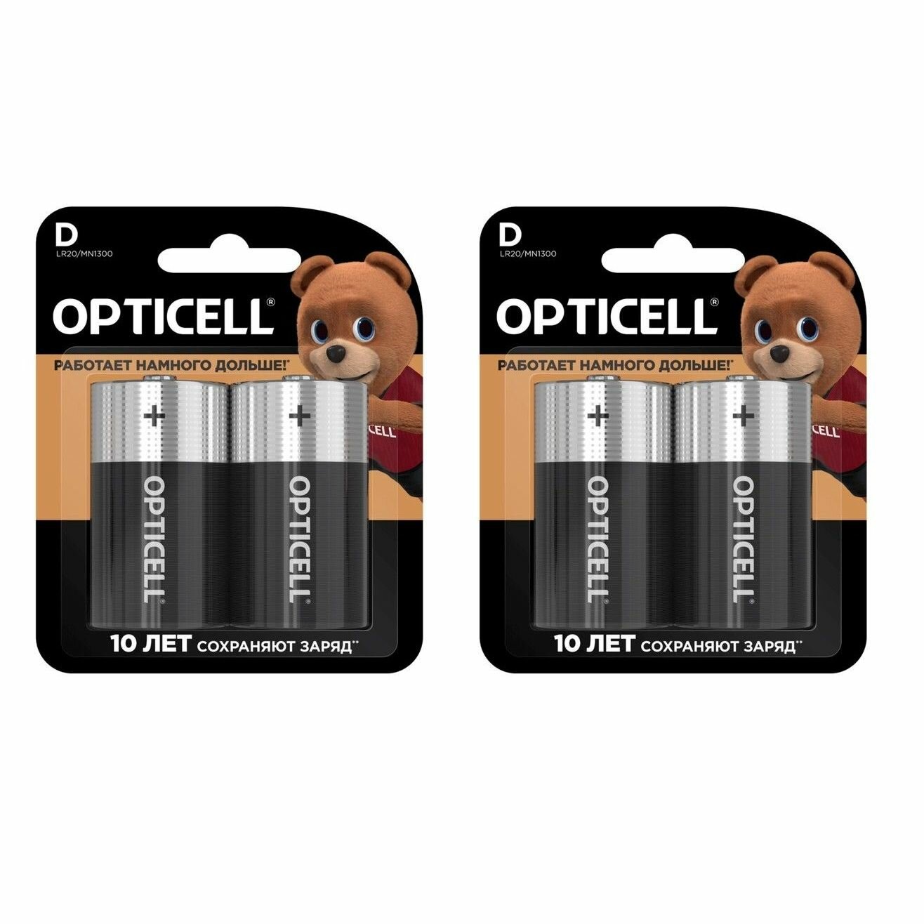 Opticell Батарейки D, 2 шт в упаковке, 2 уп