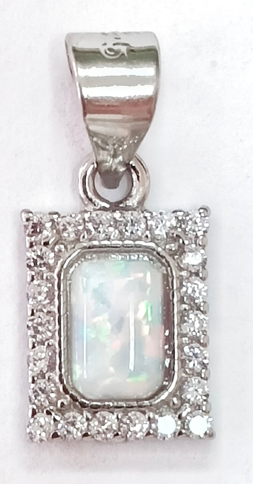Подвеска, серебро, 925 проба, родирование, опал синтетический, фианит