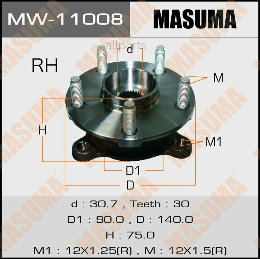 MASUMA MW-11008 к-кт подшипника ступицы передней!\ LEXUS IS/GS, Toyota Crown/Mark X 4WD