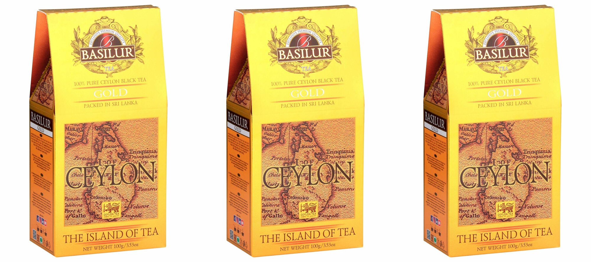 Basilur Чай черный листовой , остров золотой, 100 г, 3 уп.