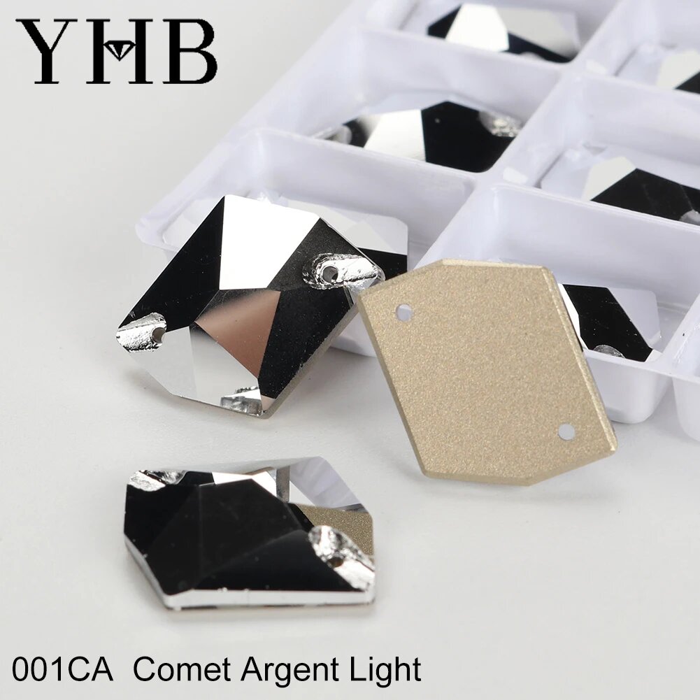 Стразы YHB космическое стекло кристалл AB лунный свет 24Pcs 13mm 17mm, 001CA Comet Argent L