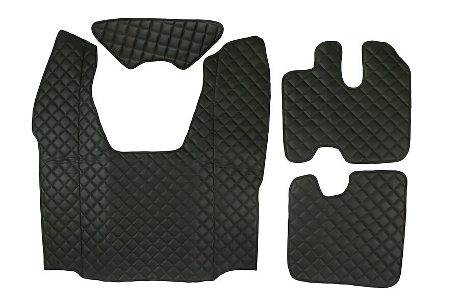 Коврики в салон автомобиля стёганные для MERCEDES ACTROS MPII до 2002г. Ровный пол. Черные. Экокожа. Сделано в России (22829)