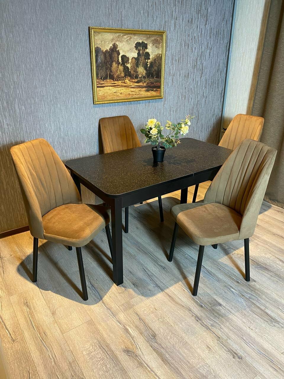 Обеденная группа Три Бобра макси Бронза / Чикаго, капучино, велюр