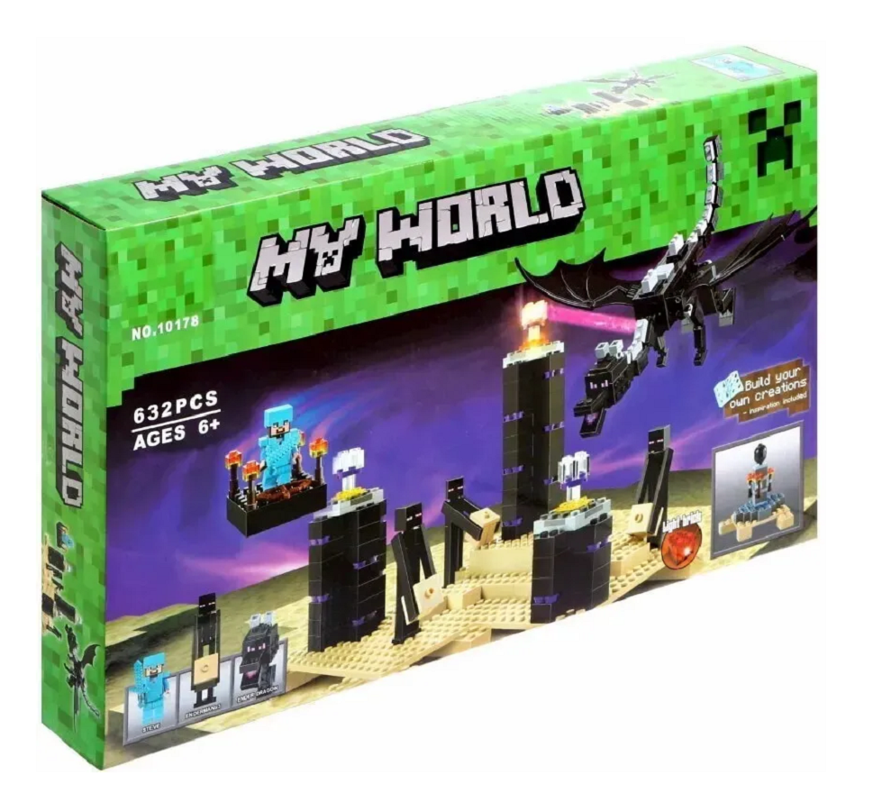Конструктор MY WORLD, Дракон Края Эндер / Майнкрафт (Minecraft) / 632 Деталей / 10178