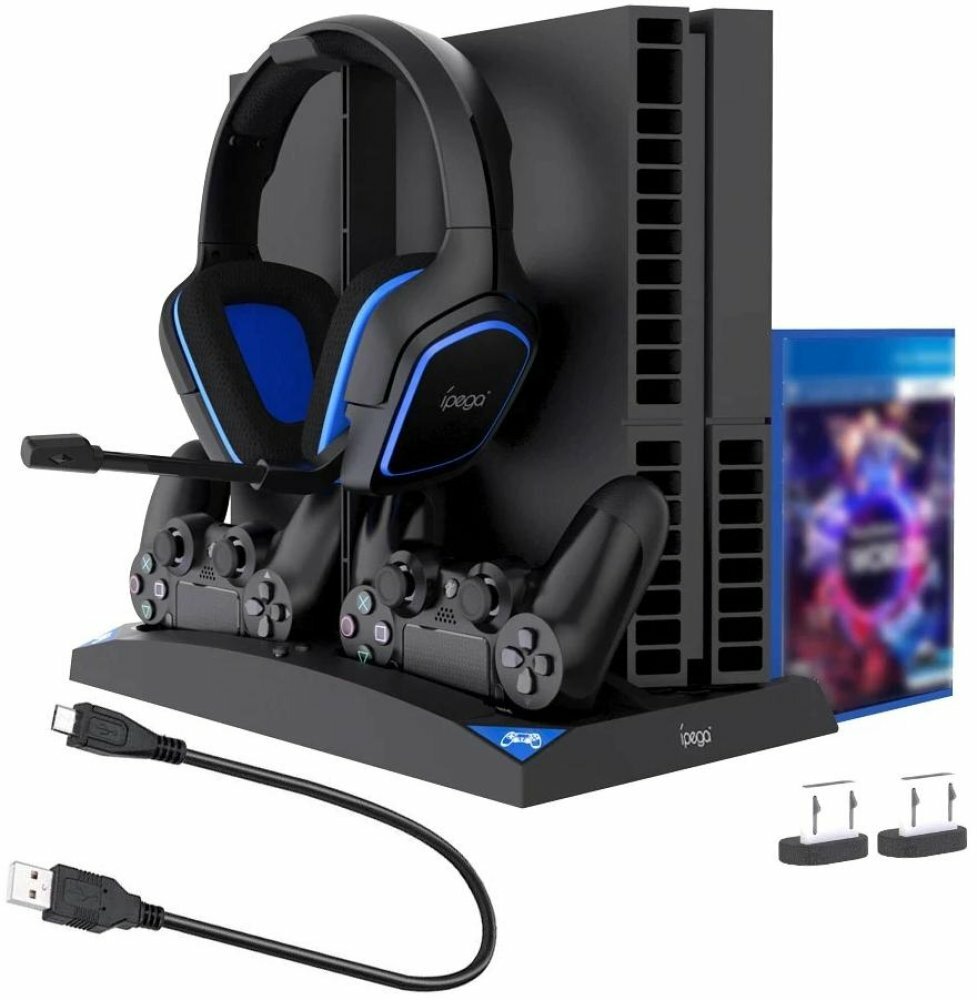 Подставка для вертикальной установки консоли + охлаждение + зарядная станция для 2-х геймпадов + держатель для дисков и наушников 6 в 1 iPega .