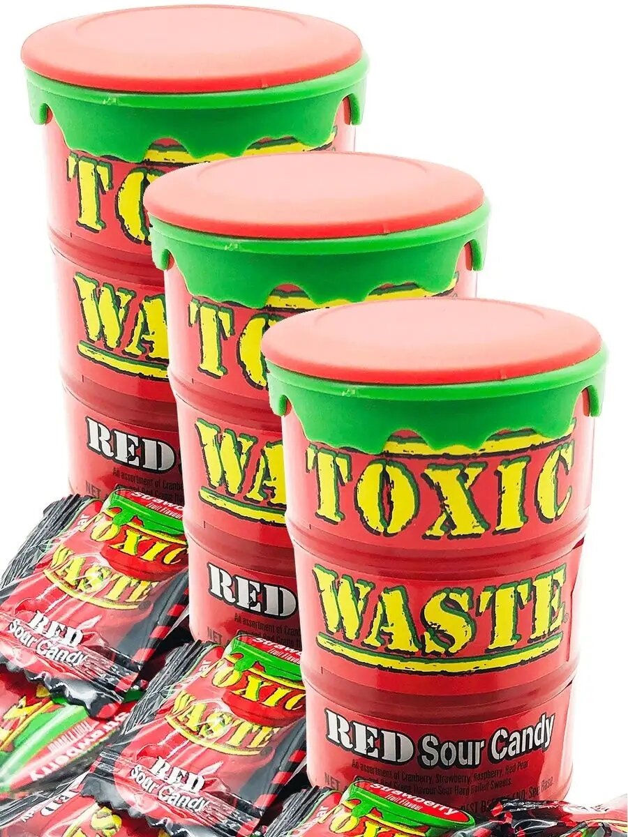 Самые кислые конфеты в мире toxic waste леденцы кислинка 3 шт