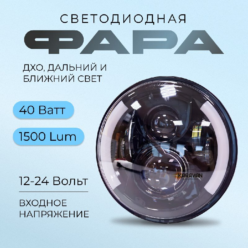 Светодиодная фара 7 дюймов дальний ближний свет поворотники ДХО 40 Ватт