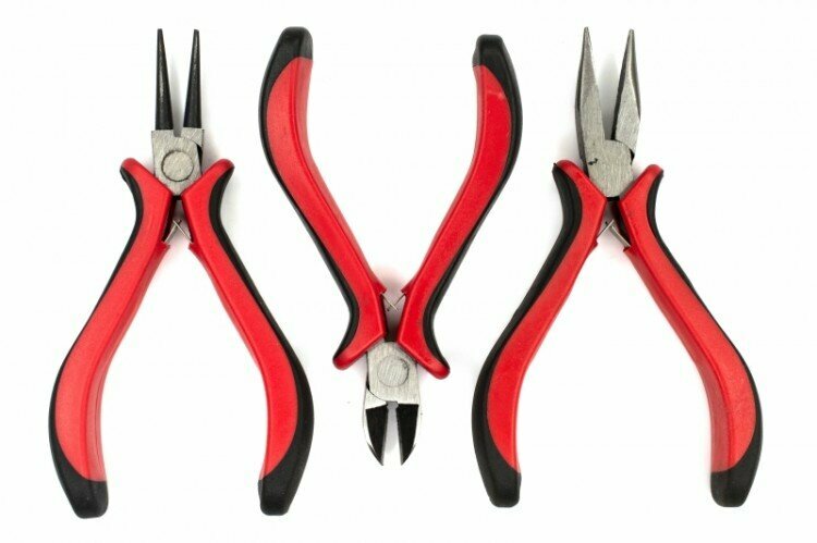 Набор инструментов: кусачки + тонкогубцы без насечек + круглогубцы, цвет черный/красный, железо, 110-127мм, 32-063, 1комплект
