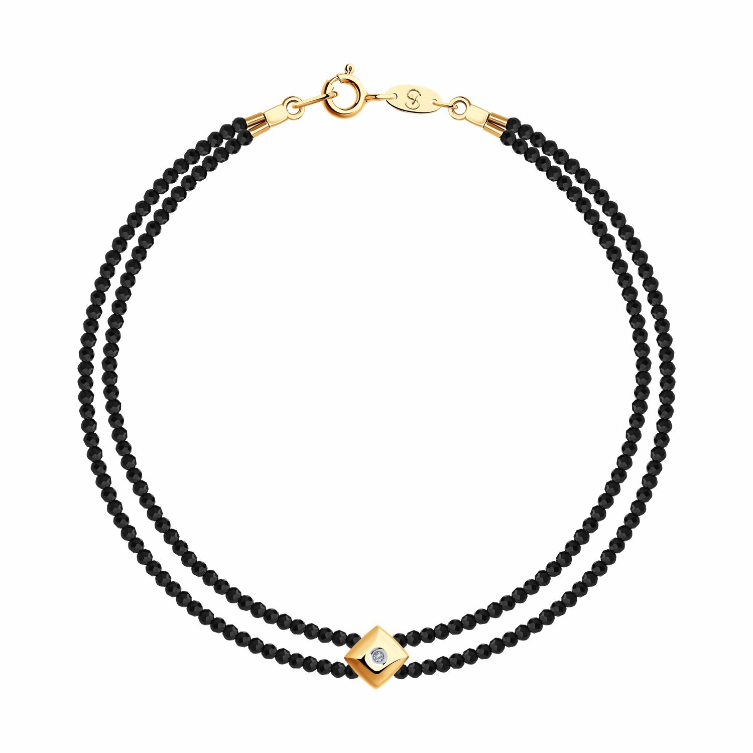 Браслет, красное золото, 585 проба, бриллиант, шпинель