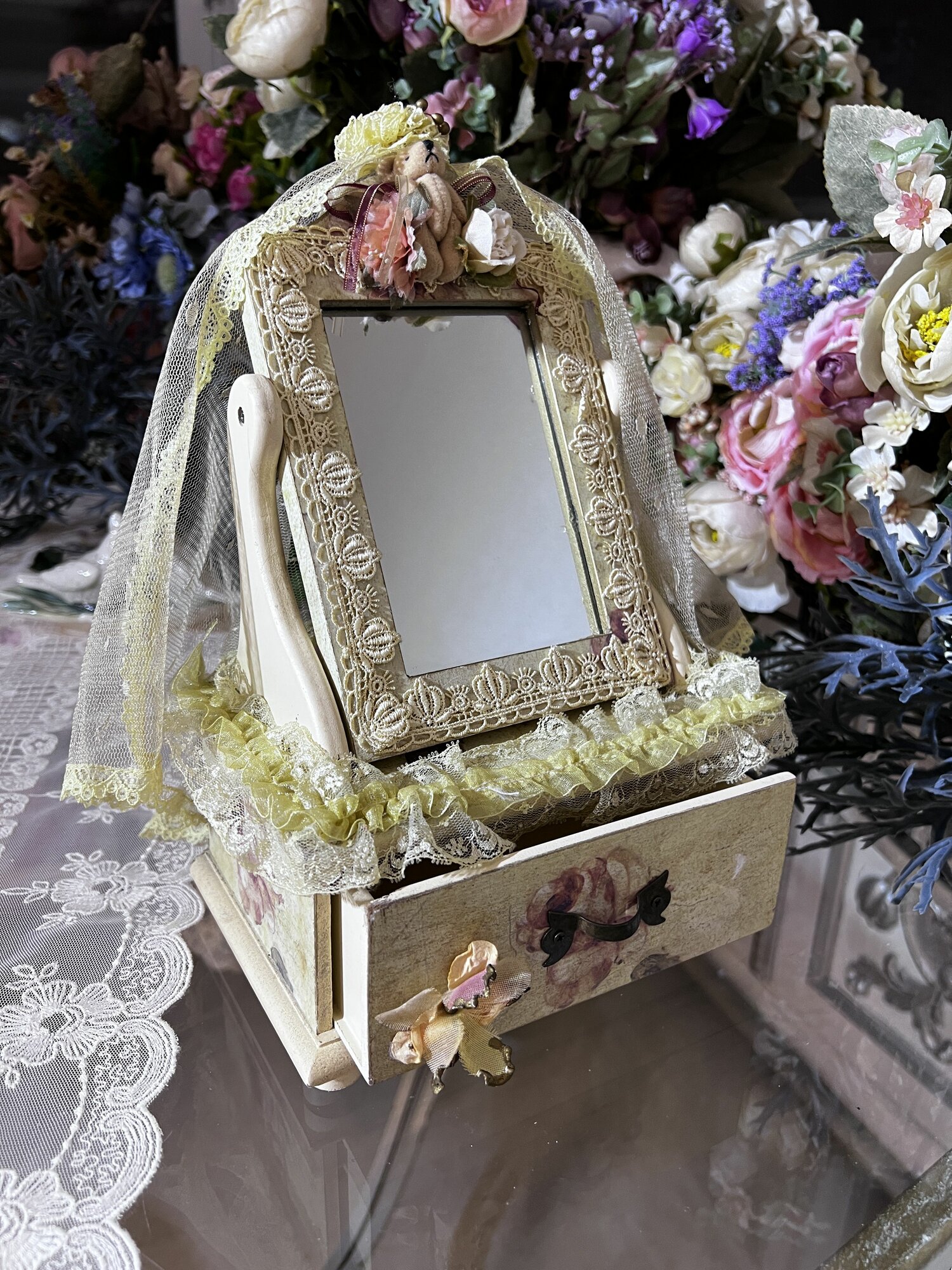 Шкатулка Ajourele Ажурель, прованс, дерево, металл, стекло, универсальная, 18x17x23 см — фото 1