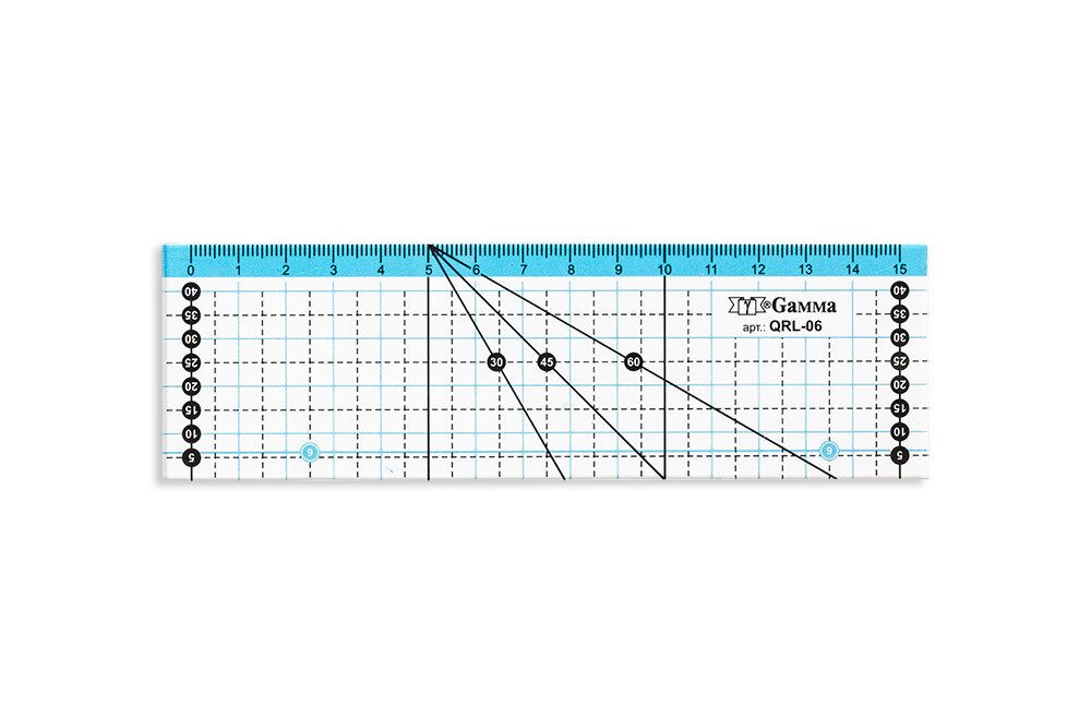 Линейка для пэчворка "Gamma" QRL-06 15 см х 5 см в пакете с еврослотом пластик