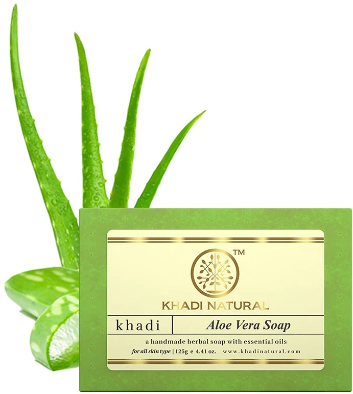 Мыло Алоэ Вера ручной работы с эфирными маслами Кхади Aloe Vera Handmade Herbal Soap With Essential Oils, Khadi Natural