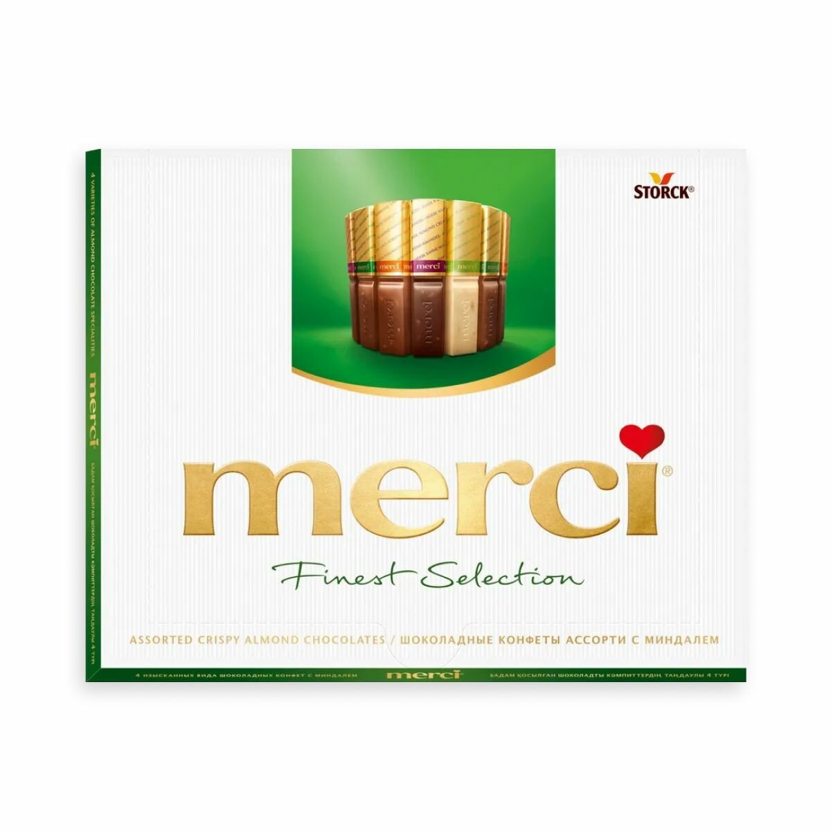 Конфеты шоколадные "Merci" ассорти из молочного шоколада с миндалем 250 г