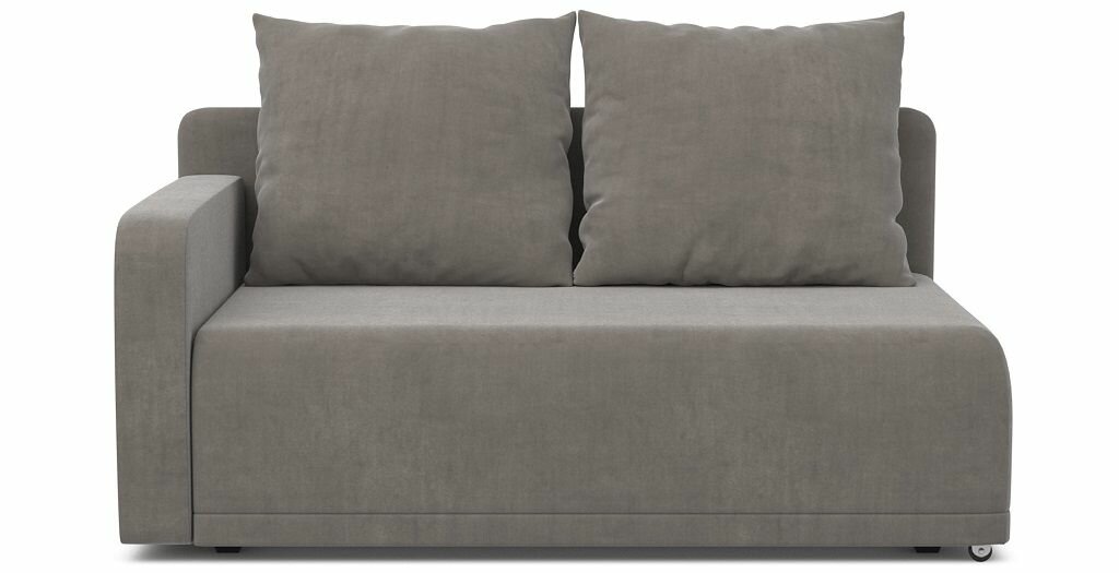 Кушетка раскладная PUSHE Спайк левый угол, велюр, серый Velutto 08