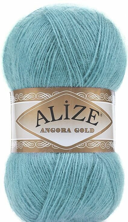 Пряжа Ангора Голд Alize Angora Gold упаковка 5 мотков 100 г. 550 м. 20% шерсть 80% акрил цвет 164 лазурный