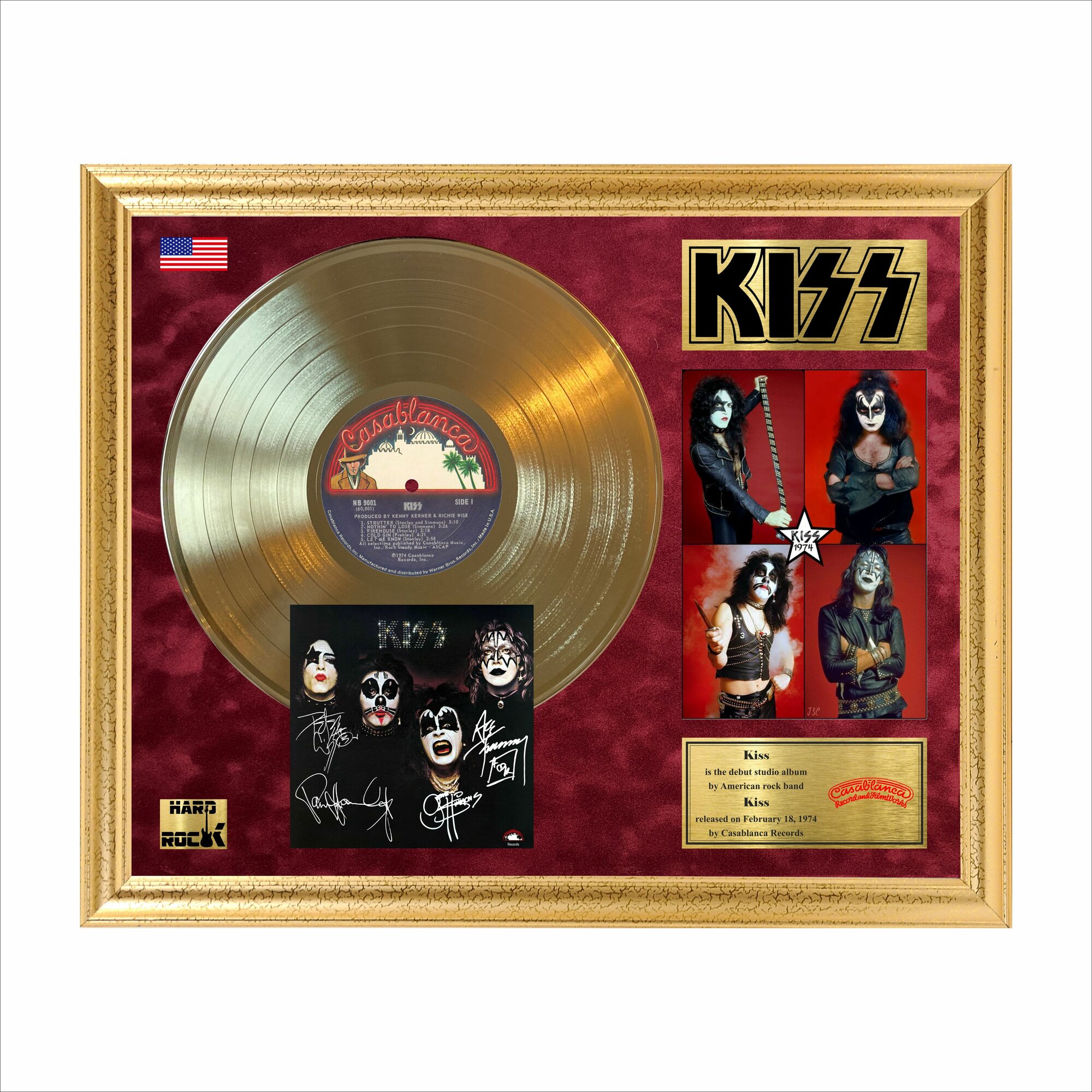 Золотая декоративная виниловая пластинка Kiss