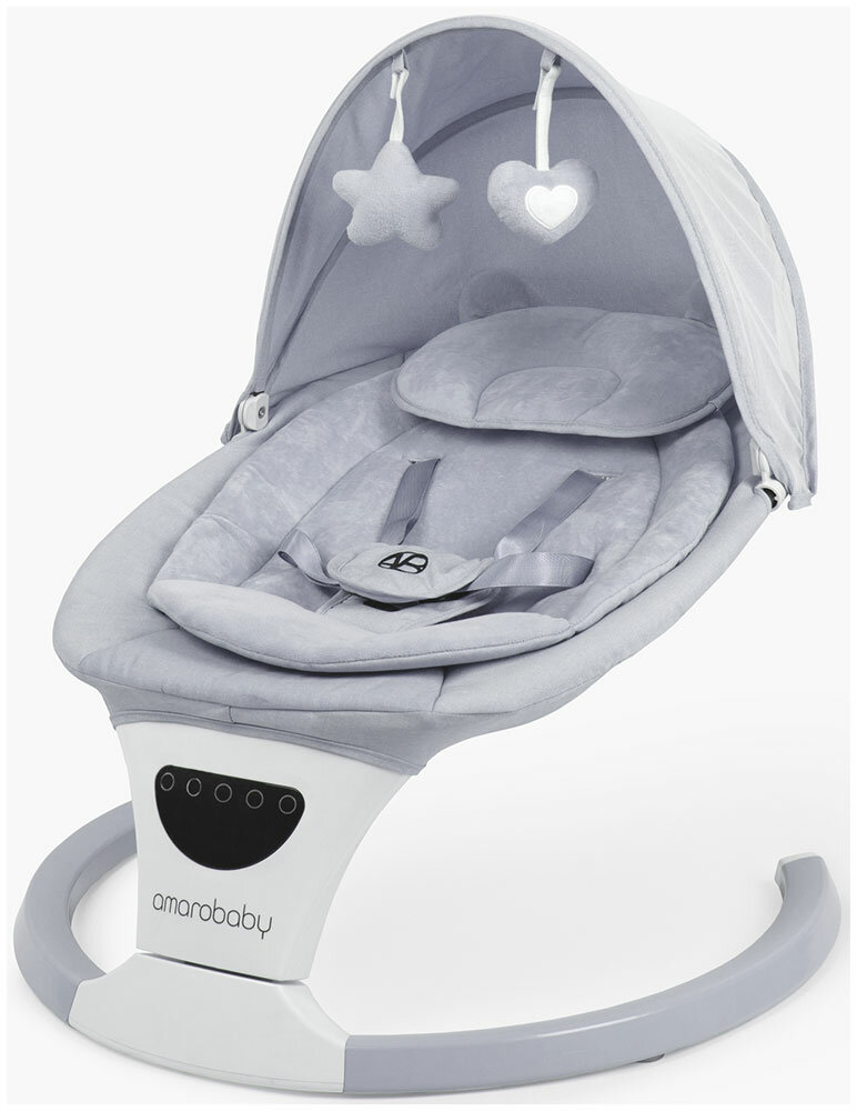 Электронные качели детские Amarobaby Teddy swing, серый