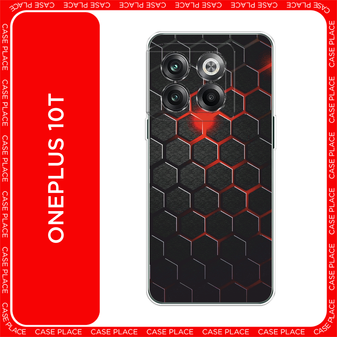 Чехол на OnePlus 10T / Ван плюс 10T с принтом Фон соты красные
