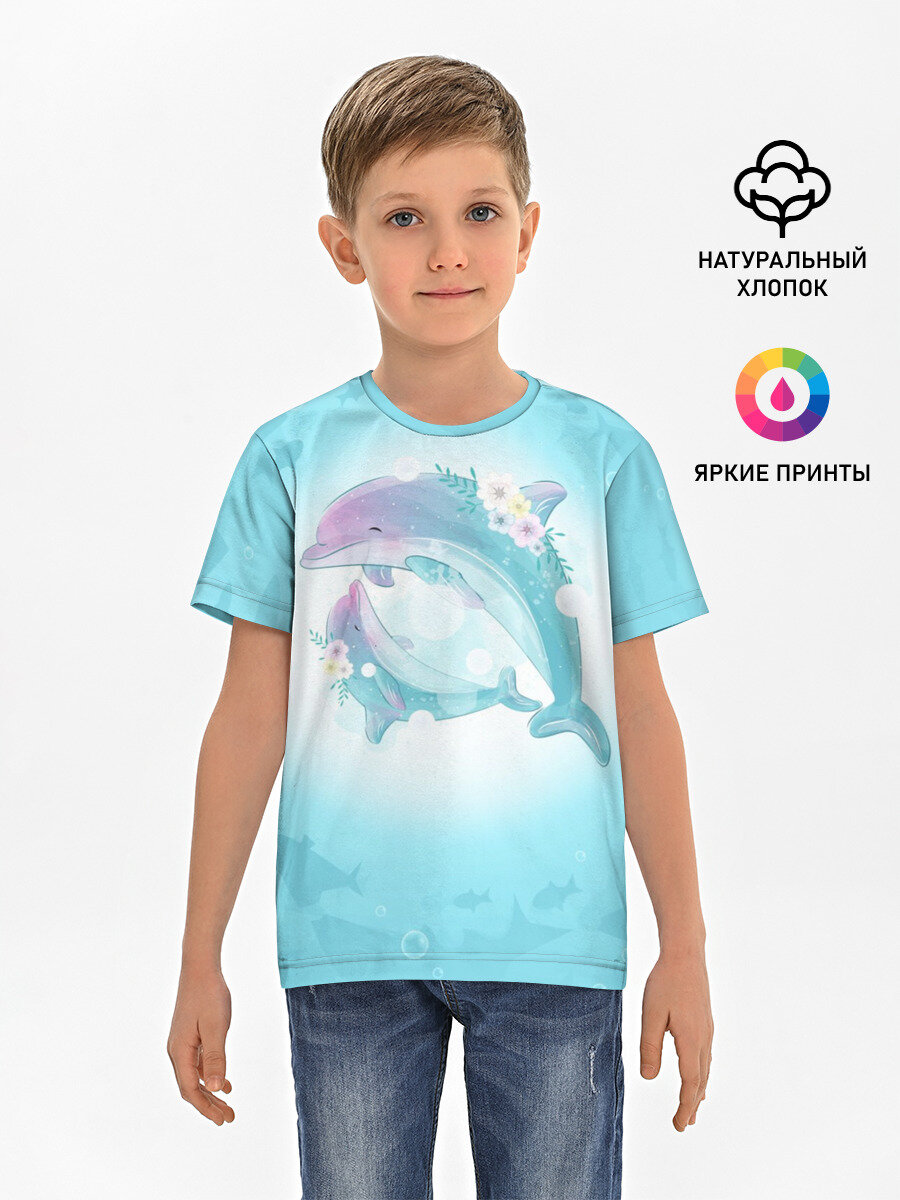 Футболка хлопковая детская Два дельфина