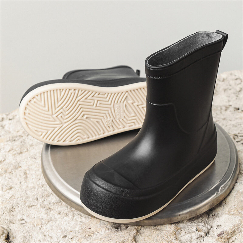 Летние полусапожки, модные резиновые сапоги для женщин, корейский стиль, простая одежда для отдыха, универсальная водонепроницаемая обувь, нескользящая резиновая обувь для кухни, водонепроницаемая обувь для мытья автомобиля, женскаяEU:41