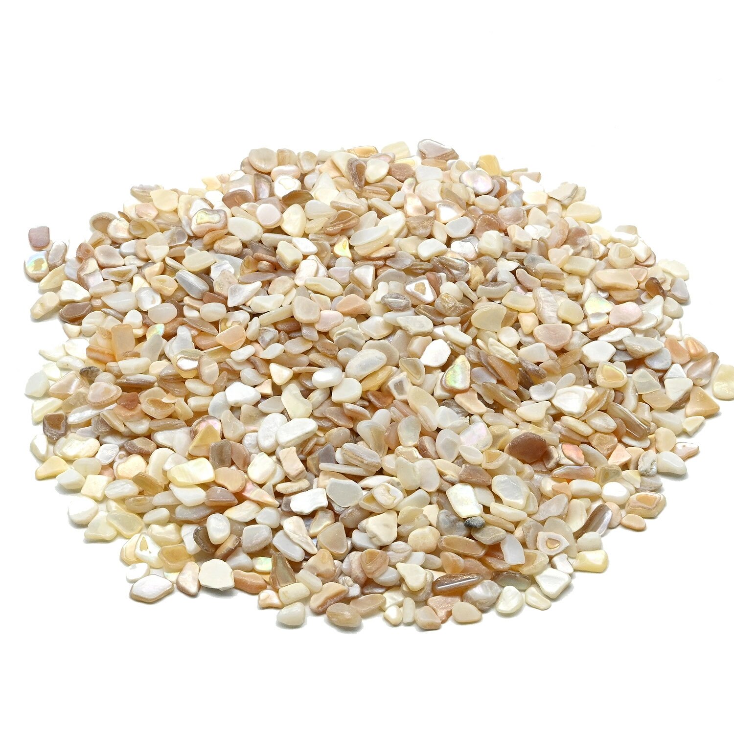 Перламутр галтовка цв. бежевый фракция 4-8мм, упаковка 100г .