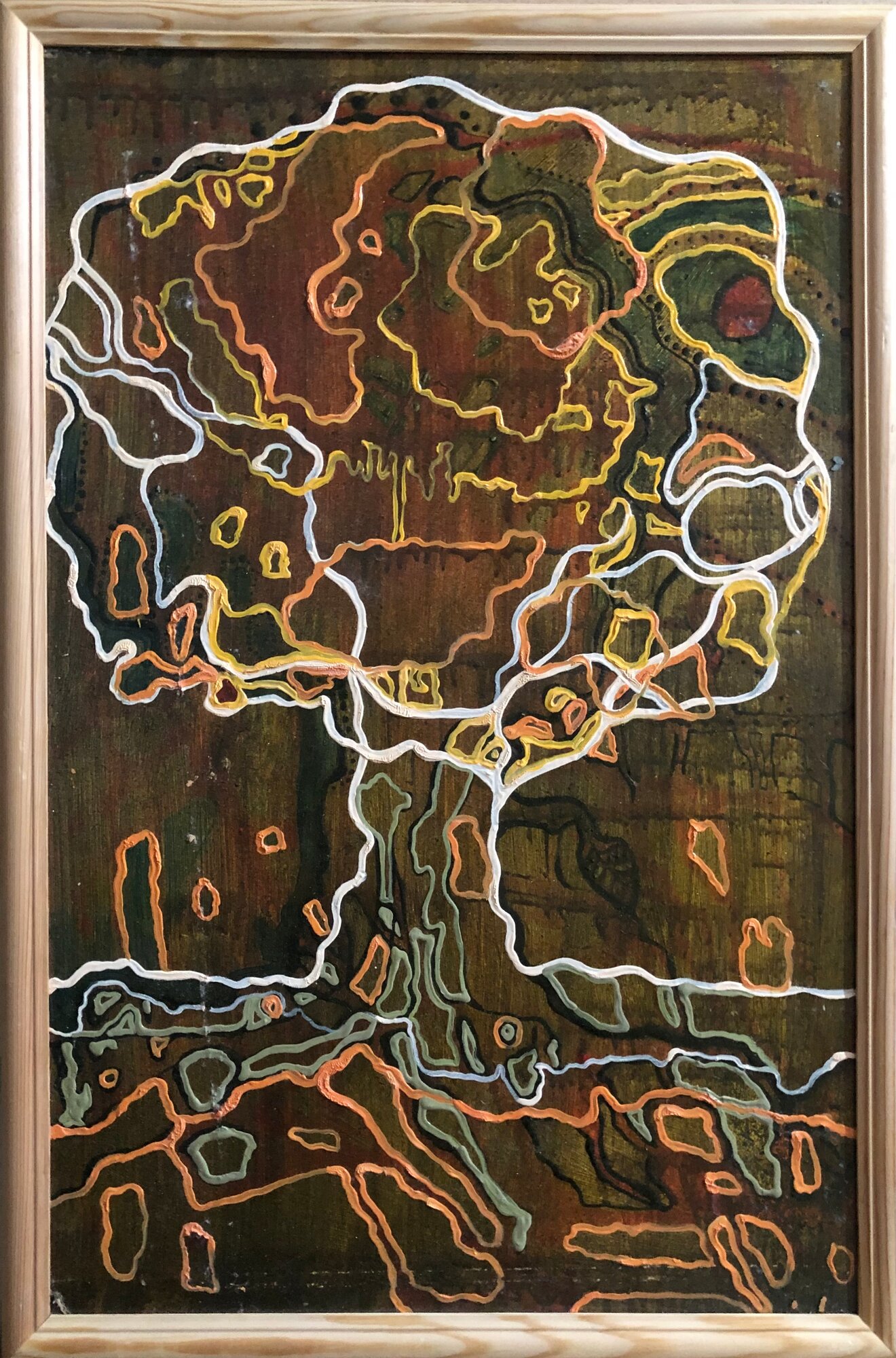 Картина "Деревце в золотом", 2013, оргалит/акрил, 33x51.3 см
