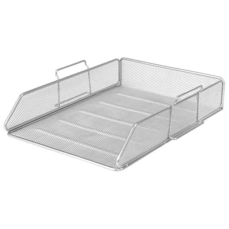 Лоток горизонтальный металлический для бумаг BRAUBERG "Germanium", А4 (260х337х77мм), серебр