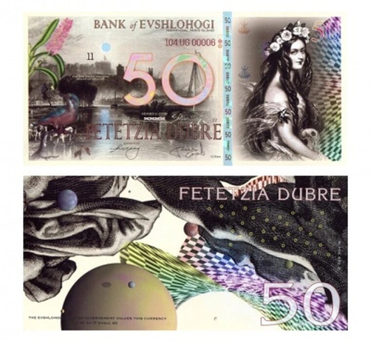 50 Dubre 2018 Bank of EVSHLOHOGI, сувенирная бона, сувенирная копия UNC, банкноты и купюры редкие коллекционные