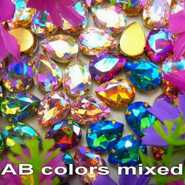 Стеклянные кристаллы SNCRYSTAL капля золото 7 размеров