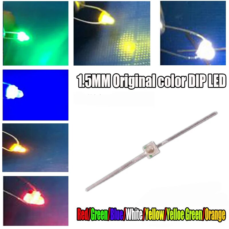 LED диод 1.5 мм, 30 шт, Yellow Green
