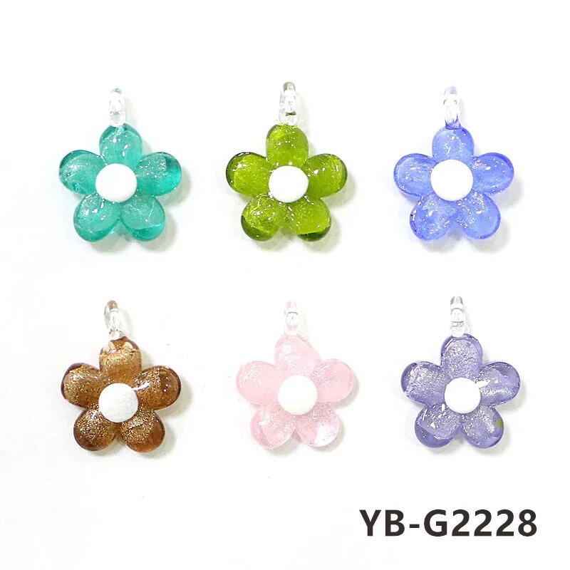 Подвески JSSMTLP цветочные стеклянные 6 шт YB-G2228