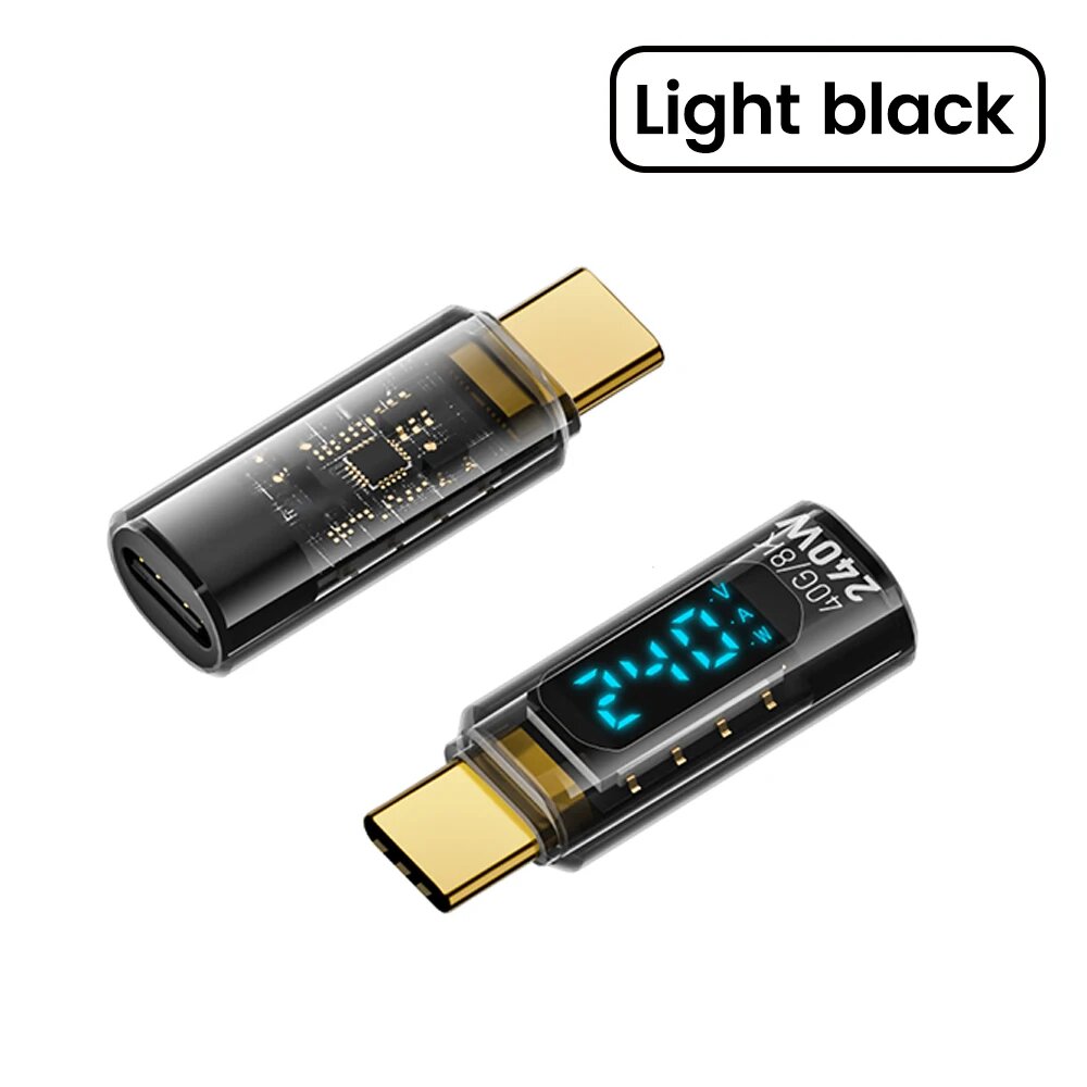 Адаптер USB C-C Elough с дисплеем, 240W, 8K, Light Black