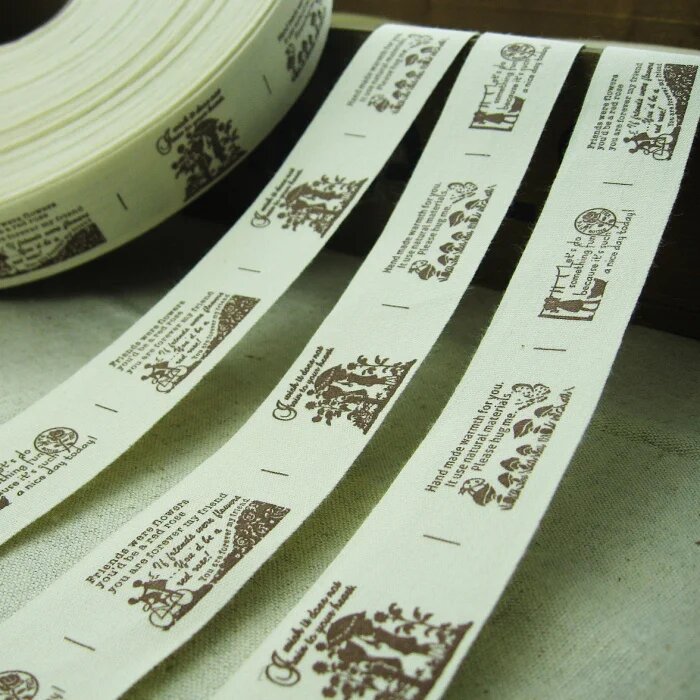 Хлопковые этикетки Booksew, белые, Ribbons 12