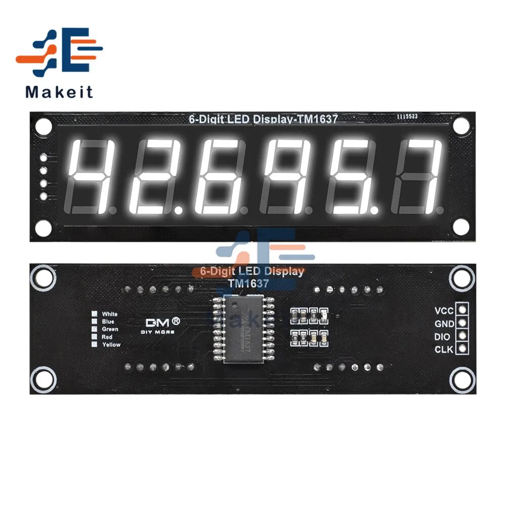 6-значный 7-сегментный LED дисплей TM1637, белый, 0.56 inch