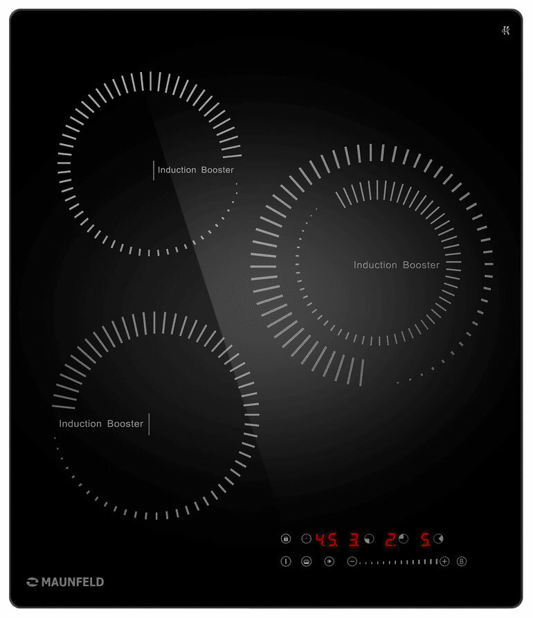 Электрическая варочная панель Maunfeld CVI453STBKC 45 см, 3 конфорки стеклокерамика, черный
