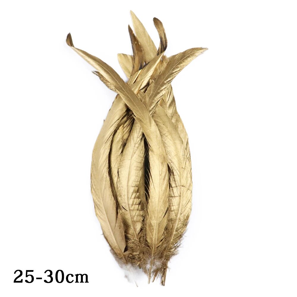 Золотые перья страуса 10 шт. Бежевый, gold 1 25-30cm