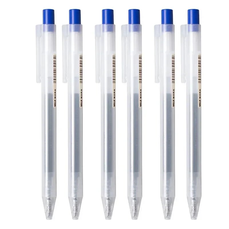 Гелевые ручки MUJI 0,5 мм, набор из 6 штук, черные/синие/красные Blue 6pcs