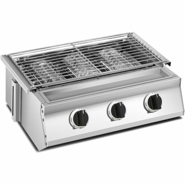 Небольшая духовка со стальной поверхностью и тремя насадками