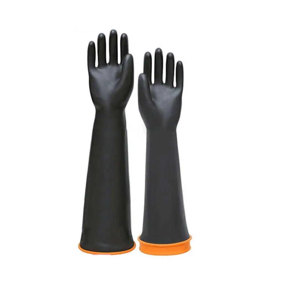 Черные латексные промышленные перчатки 55cm