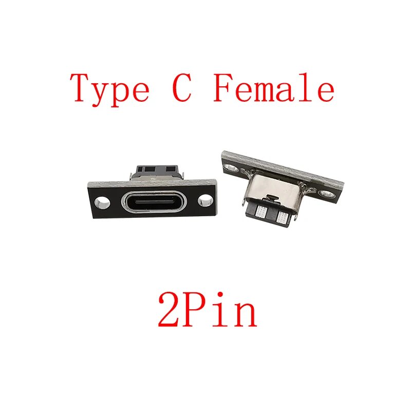 Паяльные разъемы USB Type-C 2/4/6 pin female 5Pcs, 2Pin Black