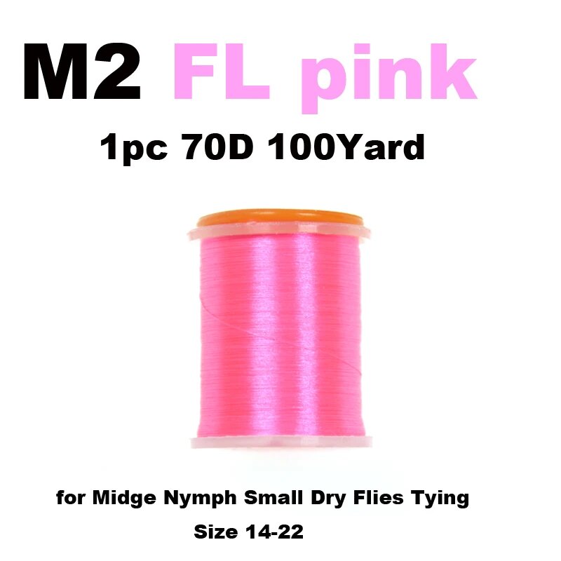Нить для мушек M2 FL pink, 70D, 100 Yard, розовый