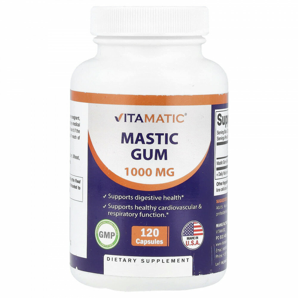 Vitamatic, мастиковая смола, 120 капсул (500 мг в каждой капсуле)