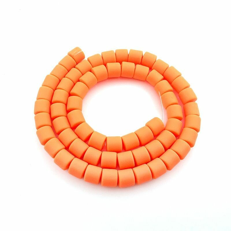 Каучуковые бусины 14488 6*6,2мм, нить 39,5см, на леске, оранжевый