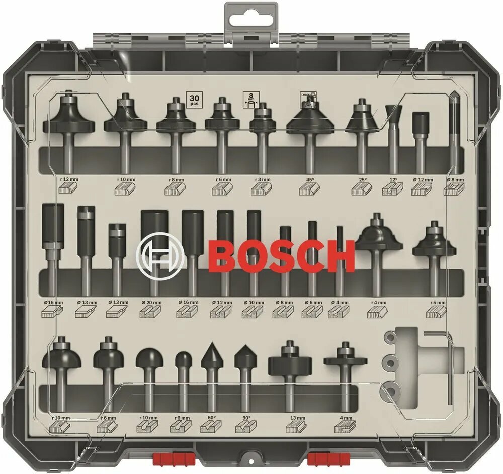 Набор фрез BOSCH (4 - 38 мм), S8 ( 30 предметов ), 2607017475