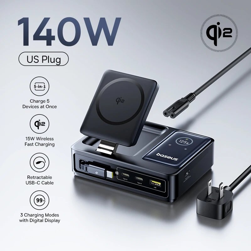 Baseus Nomos 140 Вт настольное зарядное устройство для планшета, ноутбука, быстрое зарядное US Plug