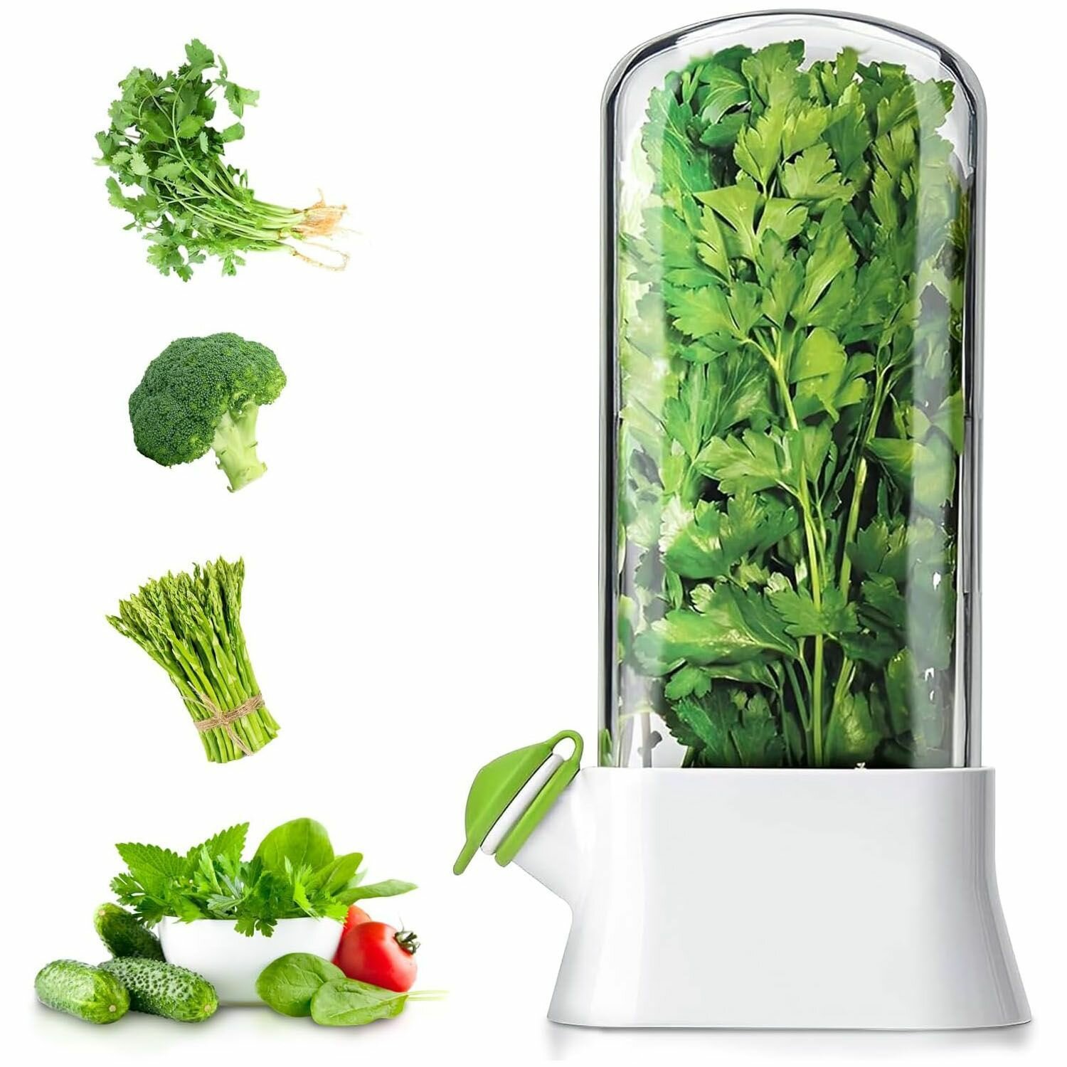 Герметичный контейнер для зелени с системой увлажнения 1 л – сохраняет свежесть трав и салатов