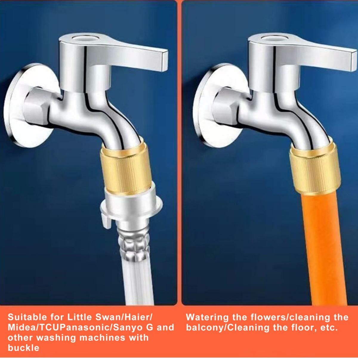 Насадка-сопло для крана, садовый шланг высокого давления, прямой распылитель, медный соединитель, гайка для водопроводных труб, 2 шт./комплект для мытья всех видов пятен, регулируемая головка распылителя