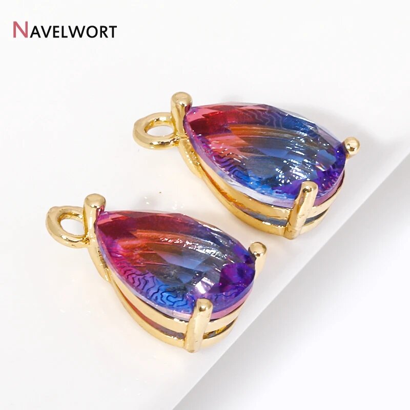 Хрустальные золотые подвески NAVELWORT для сережек Фиолетовый, 6 pieces, 18K gold plated